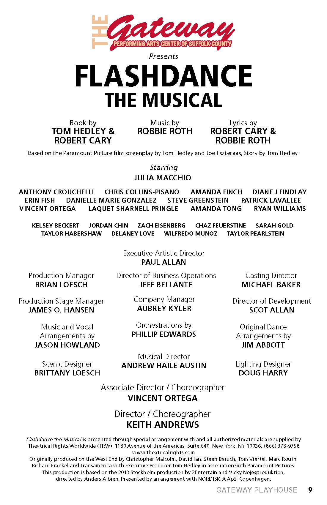 Flashdance Playbill